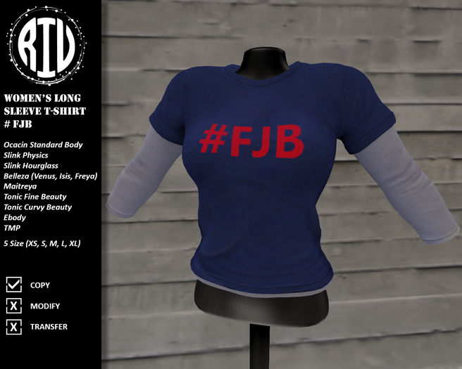 Second Life Marketplace - [RIV] Women's Long Sleeve Blue FJB Boxed